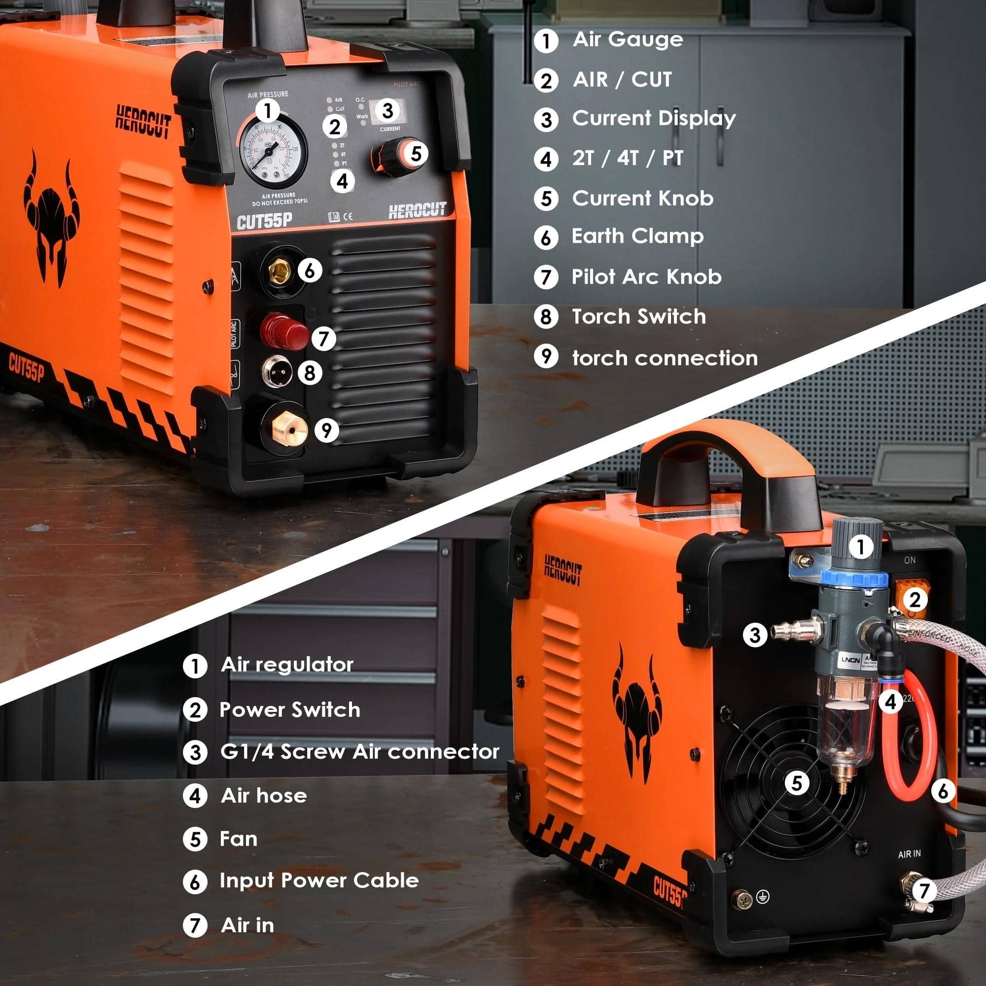 HEROCUT 55Amps Pilot Arc Plasma Cutter CUT55P Pilot Arc 220V Μηχανή ...